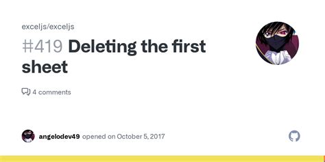 Deleting The First Sheet · Issue 419 · Exceljsexceljs · Github