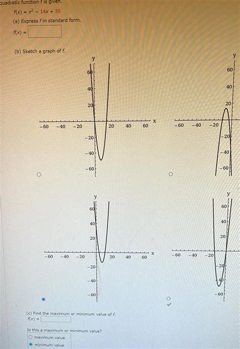 [answered] Quadratic Function F Is Given F X X 14x 35 A Express Fin