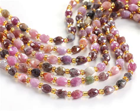 Ruby Microfaceted Rice 6x4mm