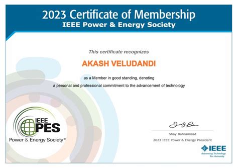 Akash Veludandi On Linkedin Ieee Ieeepes Ieeepes2023 Powerandenergy Membershipcertificate