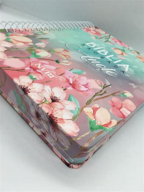 Bíblia Sagrada Anote Feminina Magnolia Espiral Flor Rosa Parcelamento sem juros