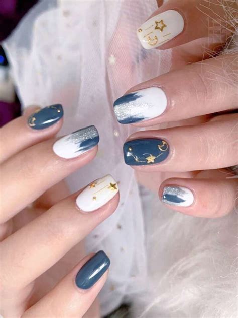1sheet Moon And Star Pattern Nail Art Sticker And 1pc Nail File Gel Nail
