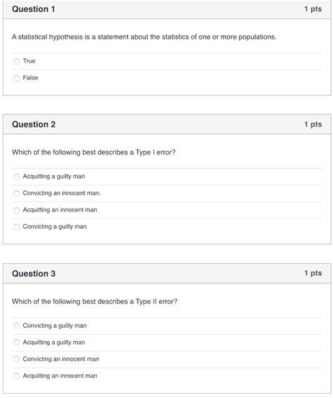 Solved Question 1 1 Pts A Statistical Hypothesis Is A