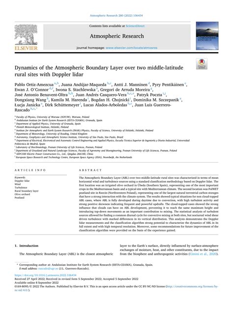 Pdf Dynamics Of The Atmospheric Boundary Layer Over Two Middle Latitude Rural Sites With