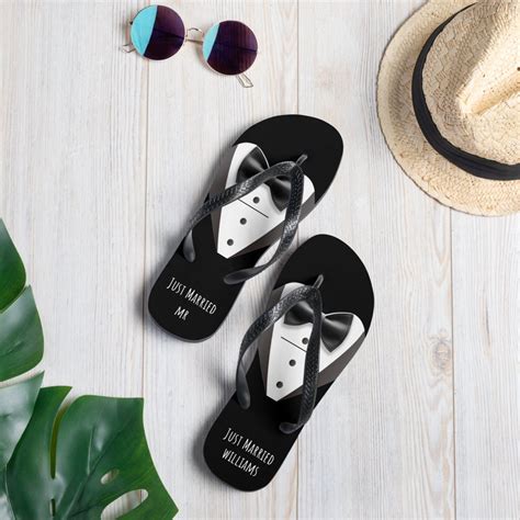 Custom Beach Wedding Flip Flops Personalized Groom Bride Etsy