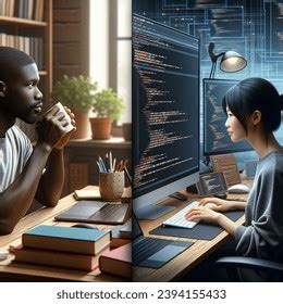 Featuring Splitscreen Beginner Coder On One Ai Generated Image Shutterstock