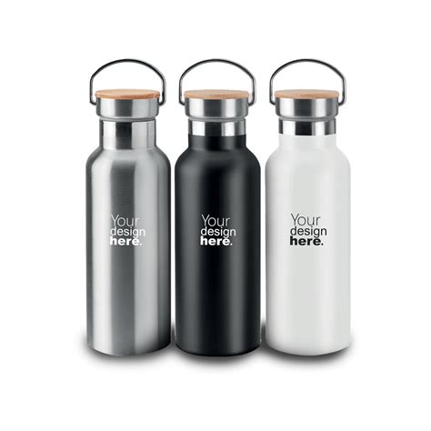 Custom Stainless Steel Flask With Bamboo Lid Printing Merchlist