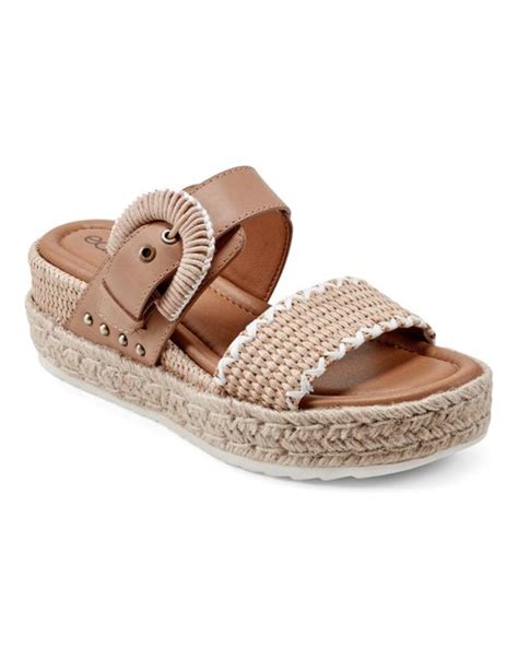 Earth Colla Open Toe Casual Platform Wedge Sandals In Brown Lyst