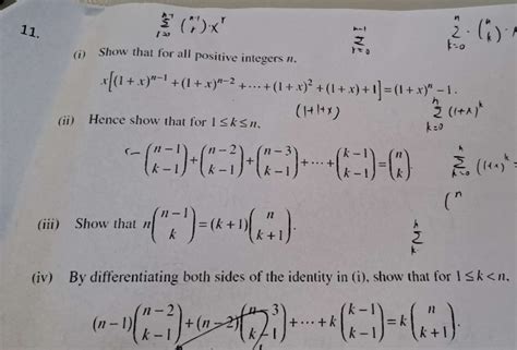 Solved ∑r0n−1n−1r⋅xr∑r0n−1∑k0n⋅nk⋅k I Show That For