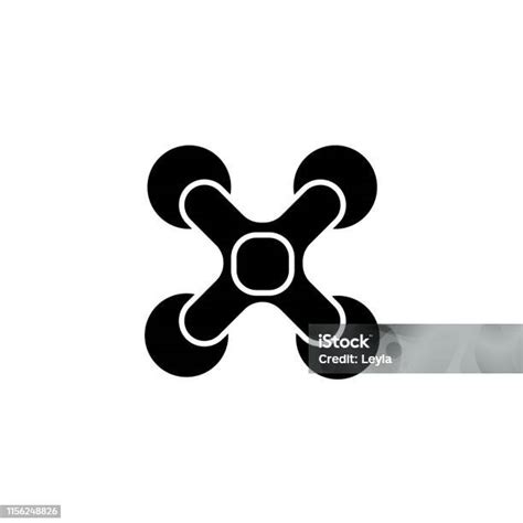 흰색 배경에 쿼드 콥터 간단한 아이콘입니다 벡터 그림입니다 0명에 대한 스톡 벡터 아트 및 기타 이미지 0명