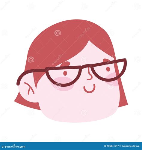 Woman With Glasses Face Cartoon Character Isolated Icon Design White