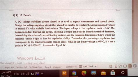 SOLVED Q 1 12 Points A DC Voltage Stabilizer Circuits Aimed To Be Used