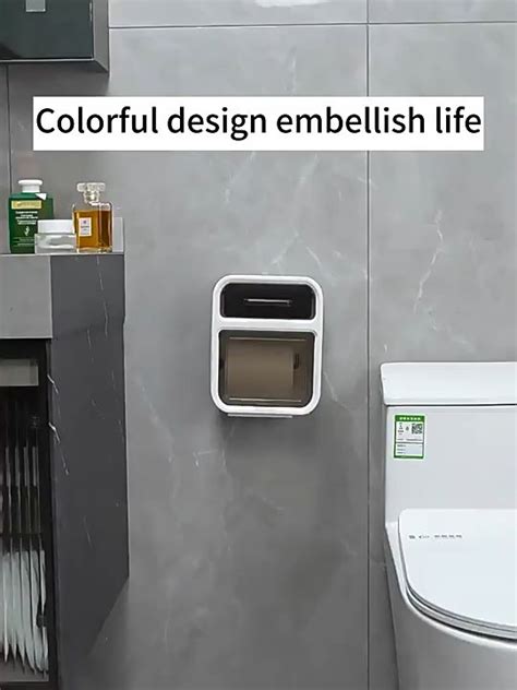 Waterproof Toilet Paper Holder Wall Mount Paper Towel Holder Shelf