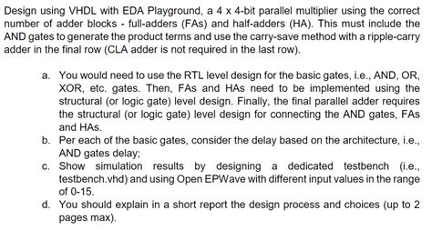 solved design using vhdl with eda playground a 4× 4 bit