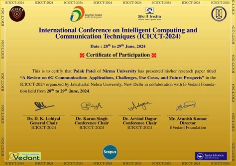 Palak Patel On Linkedin Research Conference 6g Icicct2024 18 Comments