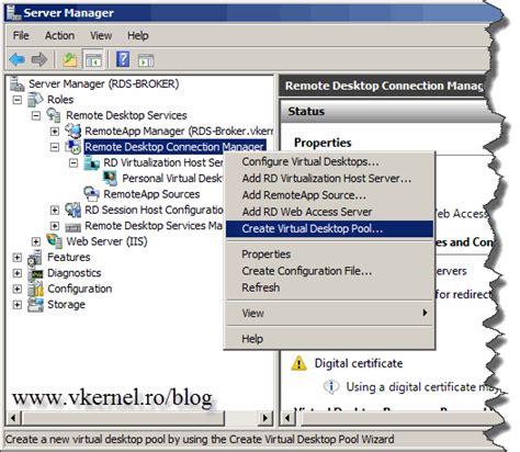 deploying personal virtual desktops and virtual desktop pools with