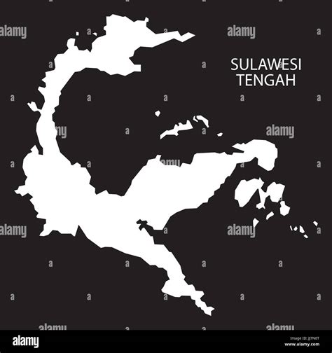 Sulawesi Tengah Indonesia Mappa Black Silhouette Invertito