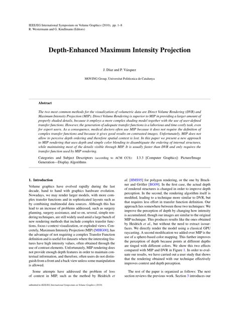 Pdf Depth Enhanced Maximum Intensity Projection
