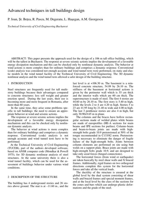 Pdf Advanced Techniques In Tall Building Design
