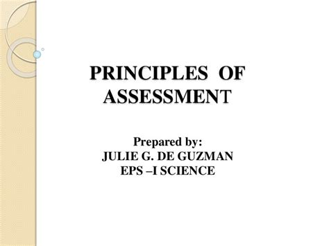 Principles Of Assessment