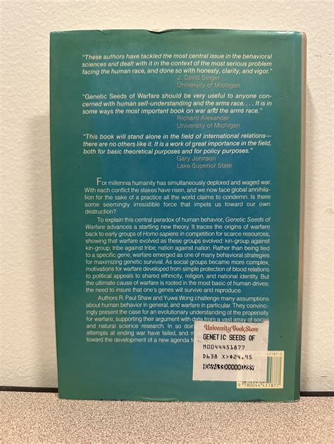 Shaw And Wong 1989 Genetic Seeds Of Warfare Evolution Nationalism