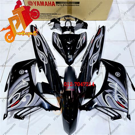Yamaha Lc 135 125zr Lc V8 Y16 Cover Set Api Hitam Putih Sticker Black