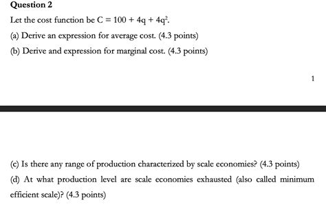 Solved Let The Cost Function Be C1004q4q2 A Derive An