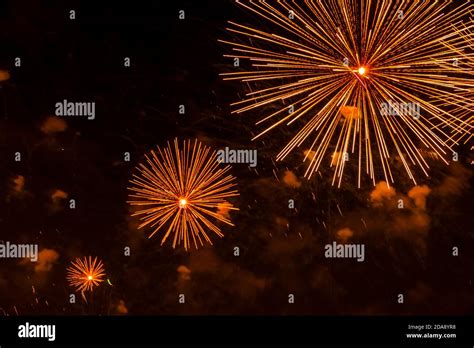 Fireworks Bursting Low Angle View Of Colorful Firework Exploding In