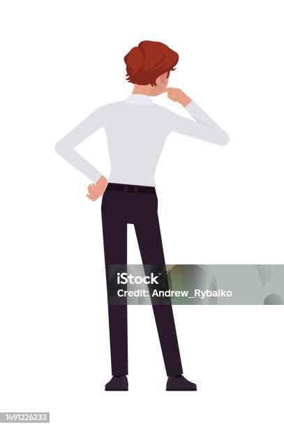 사업가 유능한 남성 정장 매니저 서서 생각하는 후방 거래자에 대한 스톡 벡터 아트 및 기타 이미지 거래자 경영자 기업