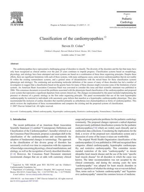 Pdf Classification Of The Cardiomyopathies Dokumen Tips