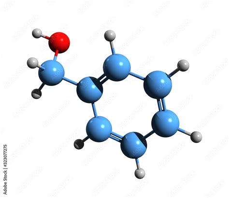 3d Image Of Benzyl Alcohol E1519 Skeletal Formula Molecular Chemical