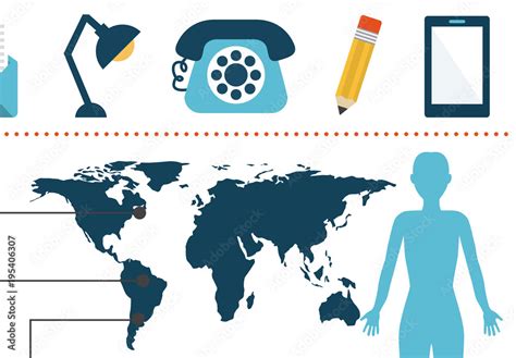 Blue Black Human Data World Map Infographic Layout Stock Template