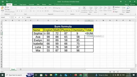 how to use the sum function in microsoft excel youtube
