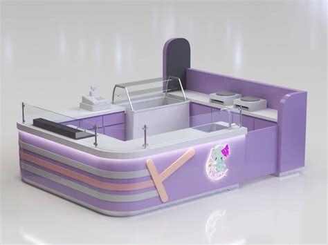 4m×3m Crepe Kiosk Purple Pancake Booth Design To The Usa Mall Kiosk