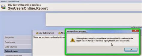 Microsoft Dynamics Products Tips And News SSRS Subscriptions Cannot Be Created Because The