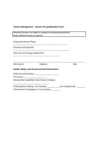 Free 32 Vendor Forms In Pdf Ms Word Excel
