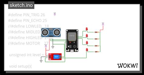 Water Level Controller Using Ultrasonic Sensor With Esp32 Copy Wokwi