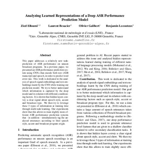 Analyzing Learned Representations Of A Deep Asr Performance Prediction Model Acl Anthology