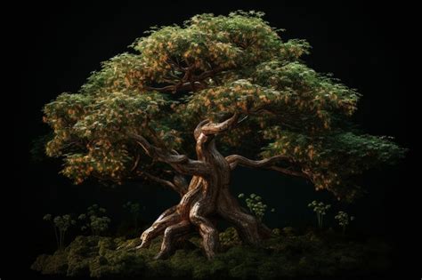 Premium Photo A Tree In The Dark