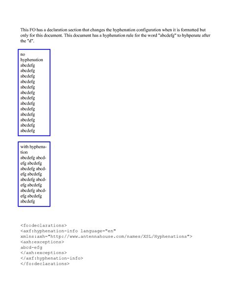 XSL FO Antenna House Elements Hyphenation Info Data Type GmbH