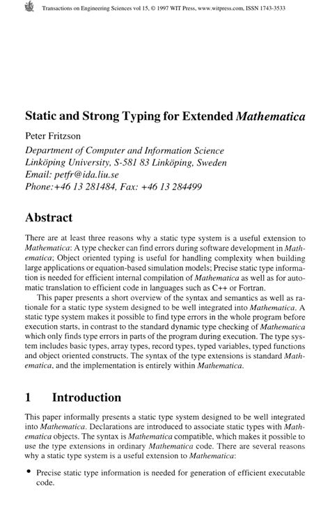 Pdf Static And Strong Typing For Extended Mathematica