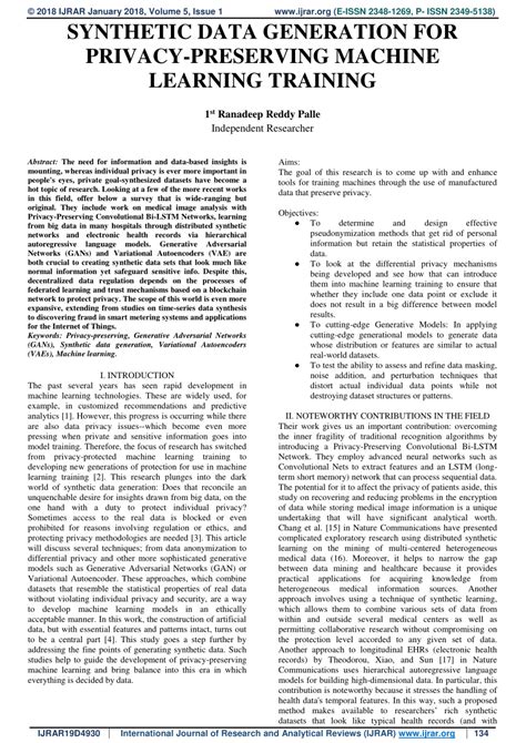 Pdf Synthetic Data Generation For Privacy Preserving Machine Learning