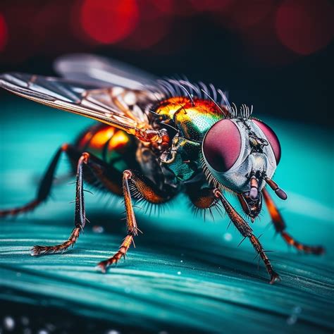 Premium Photo Cinematic Closeup Vibrant House Fly