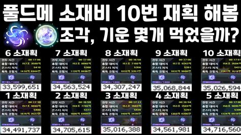 메이플 풀드메 재획소형재획비 10번 후기 솔 에르다 조각 기운 드랍률과 메소는 얼마나 먹었을까 Youtube