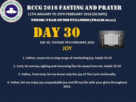Day RCCG Fasting Prayers Th February Prayer Points Perspective
