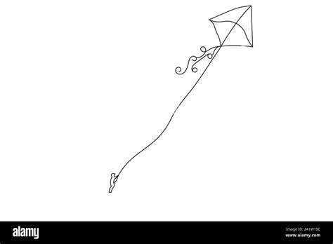 Kite Flying In The Sky Continuous One Line Art Drawing Of Scissors