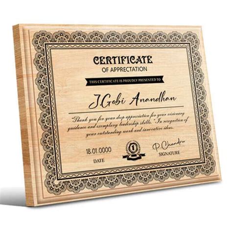 Personalized Wooden Photo Frame Certificate Certificate On Wood Wooden Certificate Frame