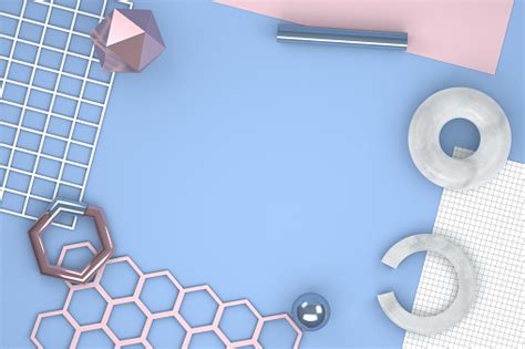 반짝 하 고 파스텔 컬러 도형으로 3d 렌더링 혼란 스러운 개념 배너 메시지에 대 한 빈 종이입니다 0명에 대한 스톡 사진 및