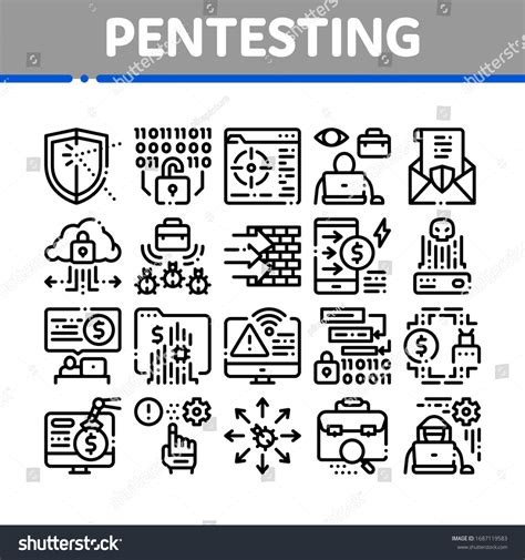 Pentesting Software Collection Icons Set Vector Stock Vector Royalty