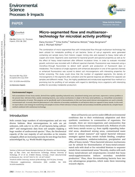 Pdf Micro Segmented Flow And Multisensor Technology For Microbial Activity Profiling